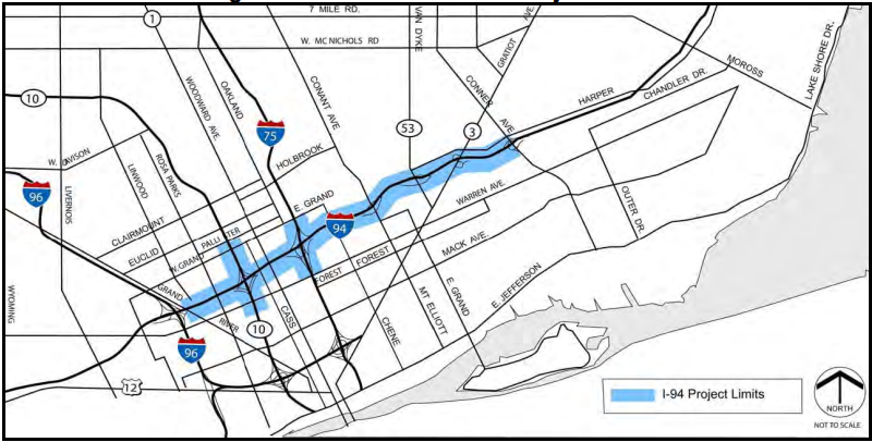 I-94 Project limits map – Detroit Greenways Coalition